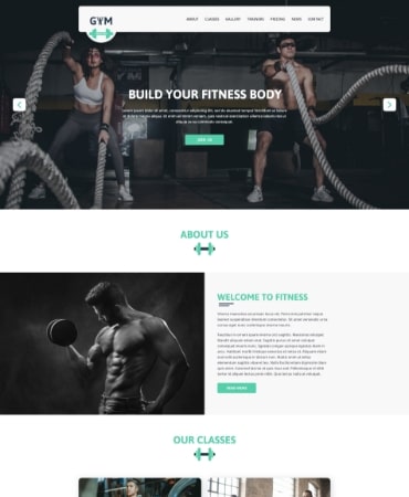 GYM Fitness Club - Free Gym website template for Adobe XD